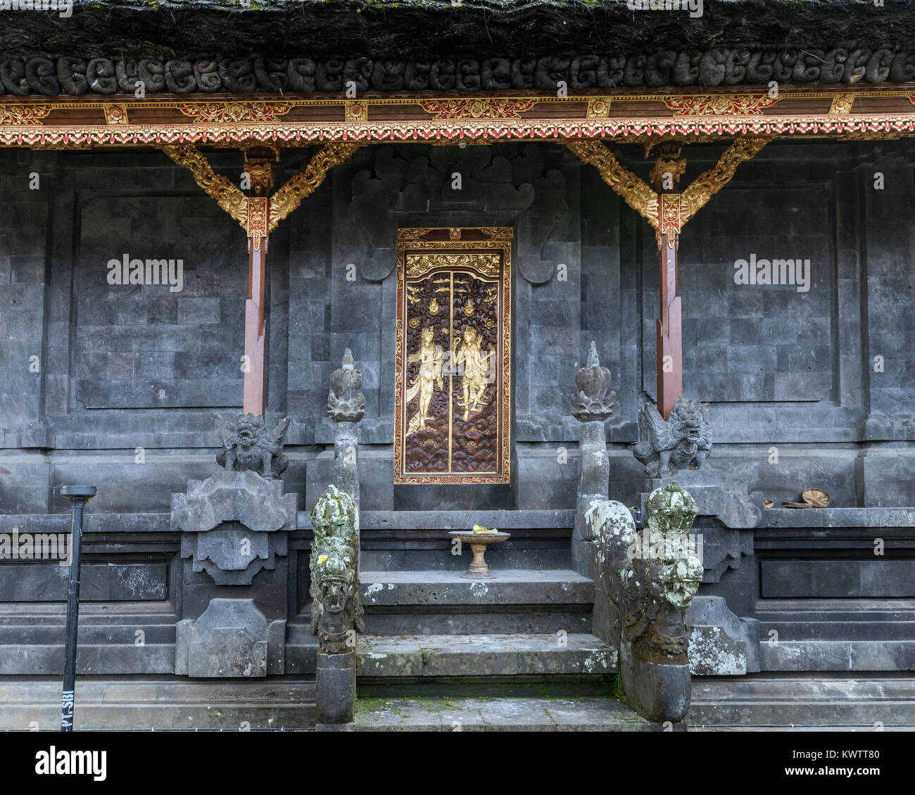 Gilded bas relief door on a bale (pavilion) Pura Penataran Agung, Pura ...