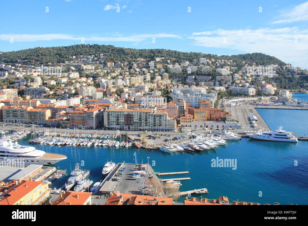 Panoramic view of Nice and its Port, French Riviera, France Stock Photo ...