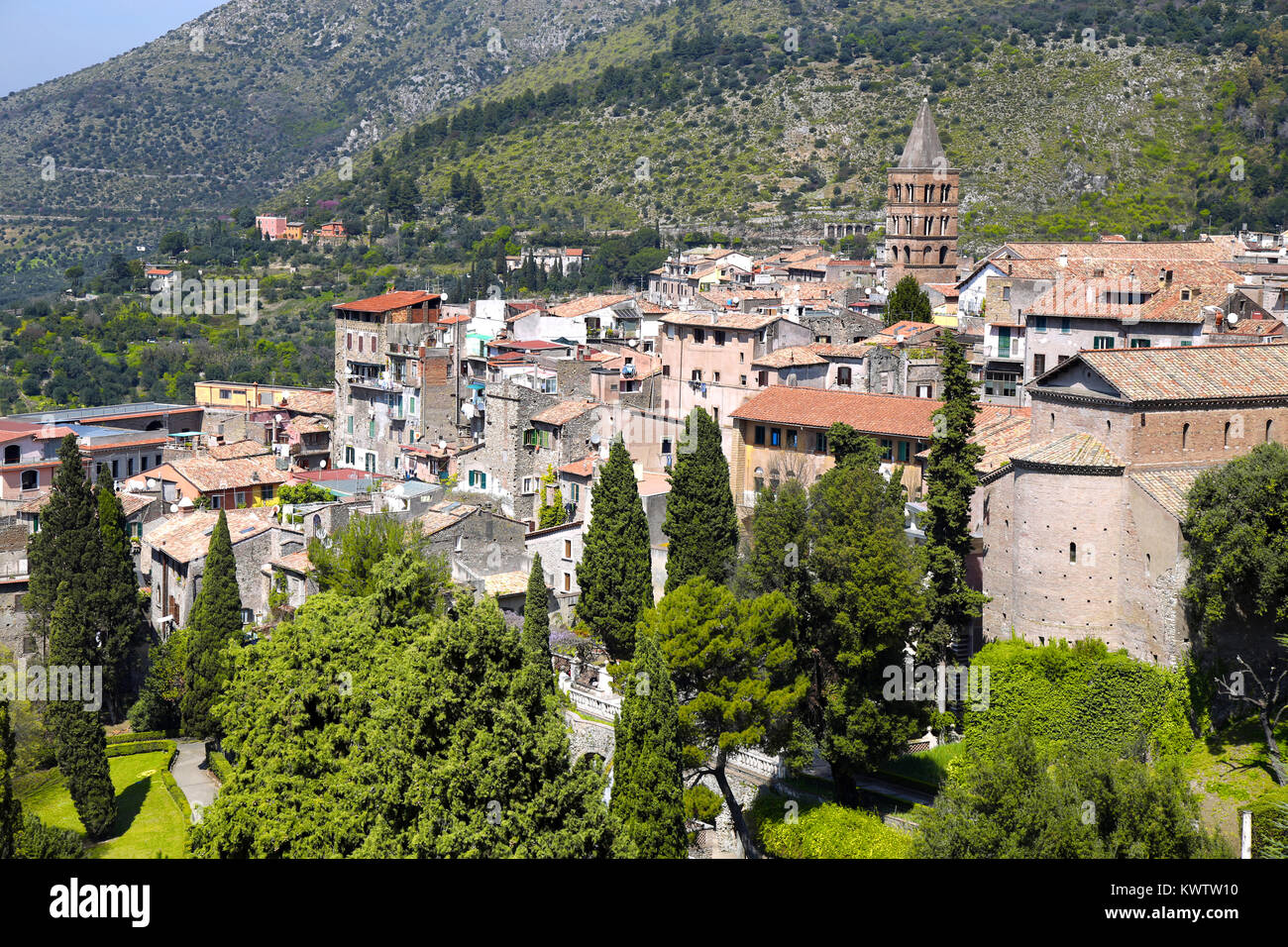 View of Tivoli (near Rome ) from the villa d`Este, Italy Stock Photo ...