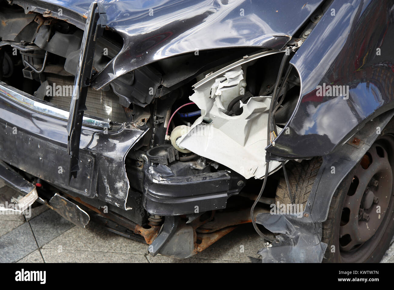 Close-up of the car crashed after the accident on street Stock Photo ...