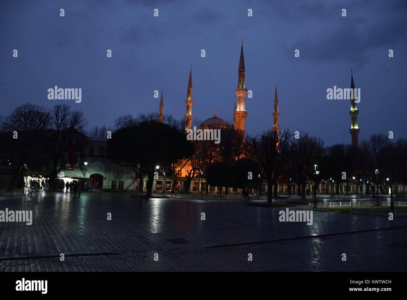 The exterior of Sultan Ahmed mosque, also called the Blue Mosque with ...