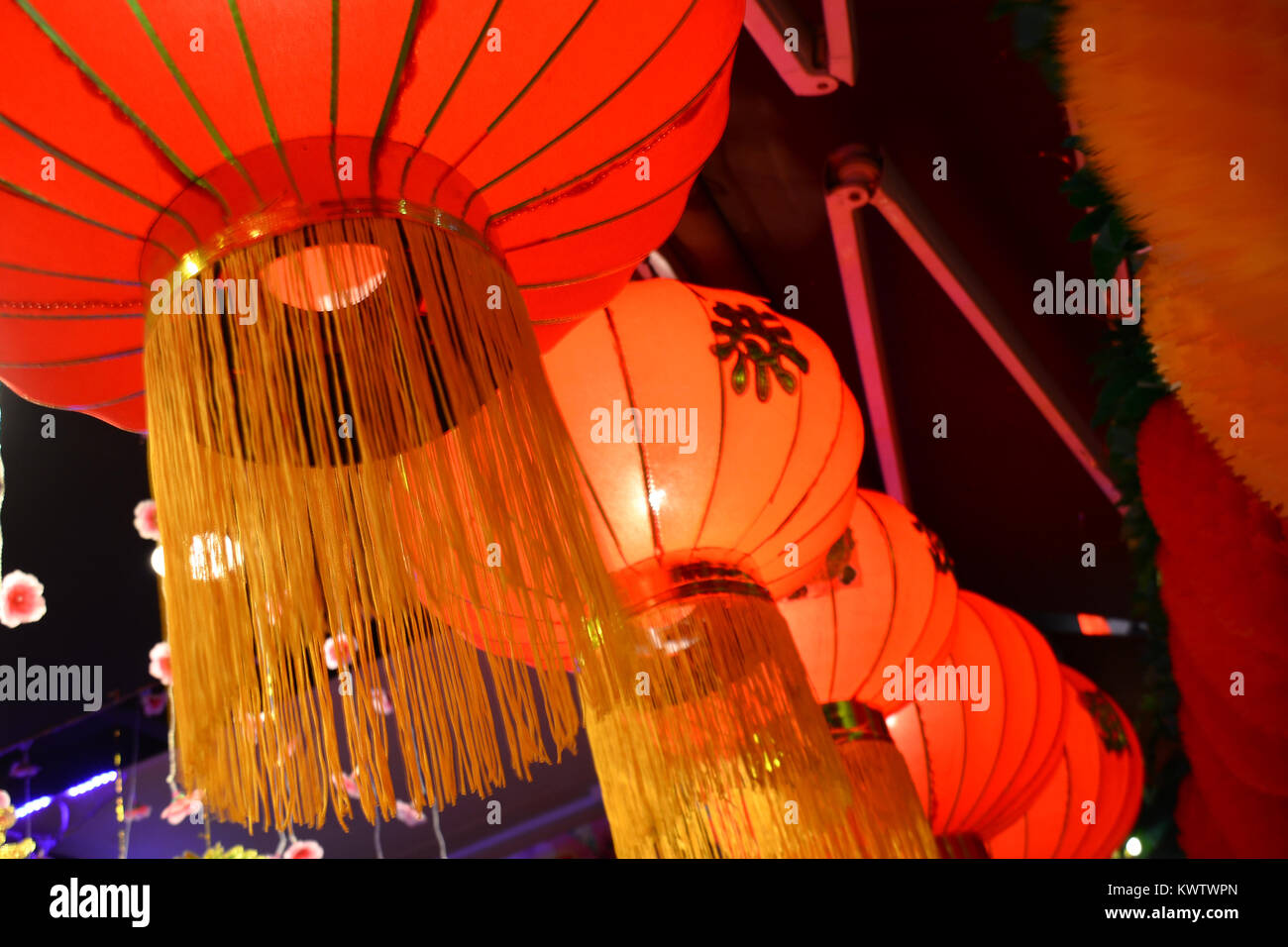Chinese red lanterns are a typical part of Chinese decoration. They are ...