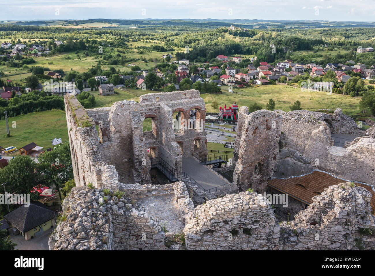Ruins of Ogrodzieniec Castle in Podzamcze village, part of the Eagles ...