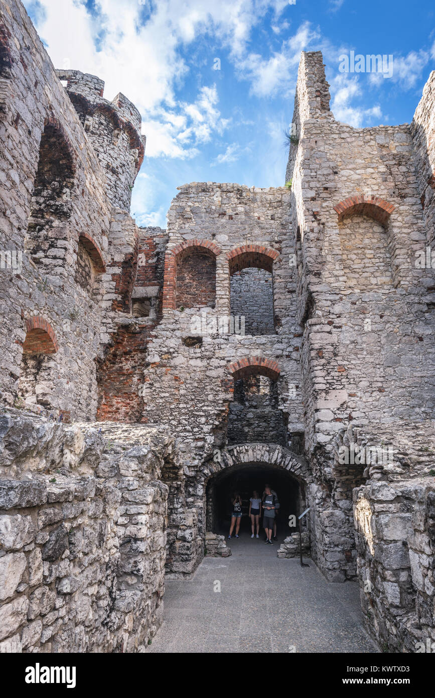 Ruins of Ogrodzieniec Castle in Podzamcze village, part of the Eagles ...