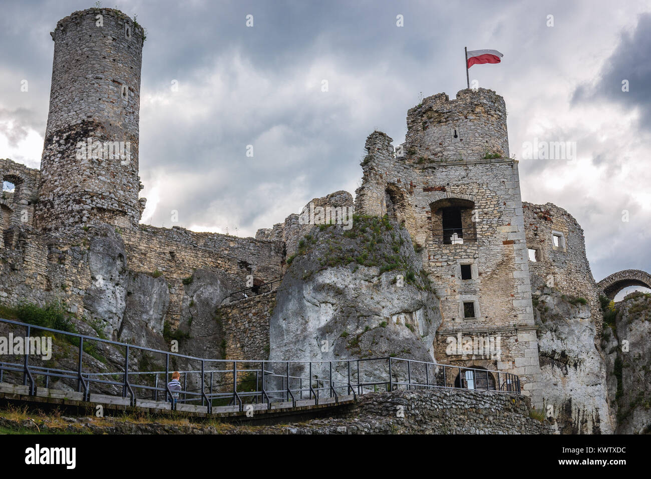 Gate tower of Ogrodzieniec Castle ruins in Podzamcze village, part of ...