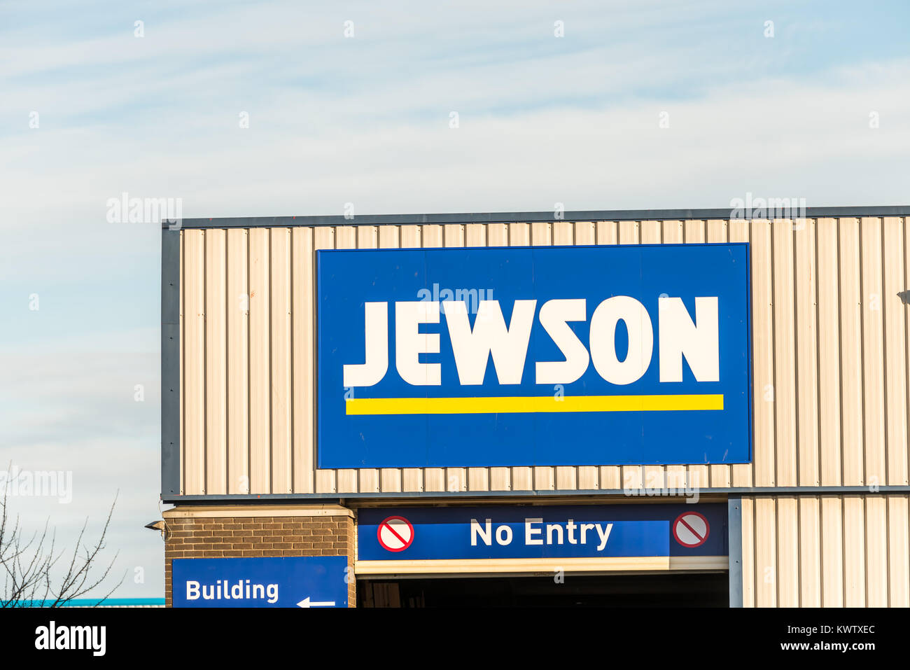 Northampton UK December 09, 2017: Jewson Builders Merchant logo sign in ...