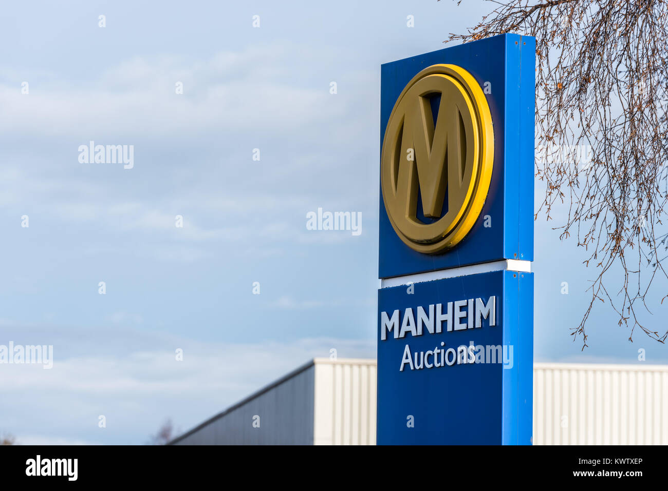 Northampton UK December 09, 2017: Manheim Acutions logo on Warehouse ...
