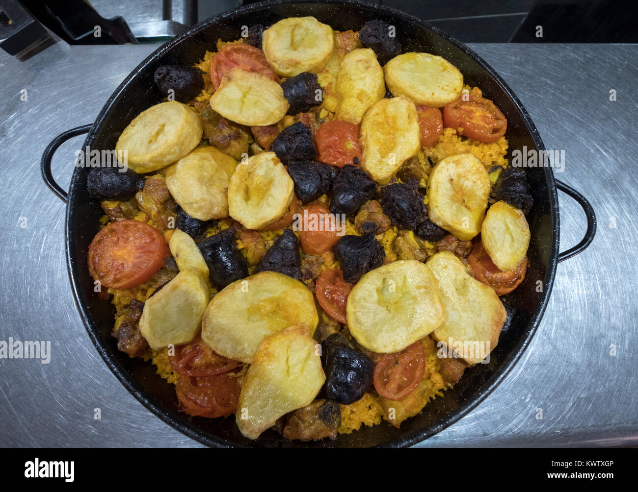 Paella, a traditional Spanish meal photographed in Valencia, Spain ...