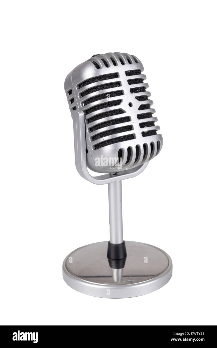 Old style microphone isolated in a white background Stock Photo - Alamy