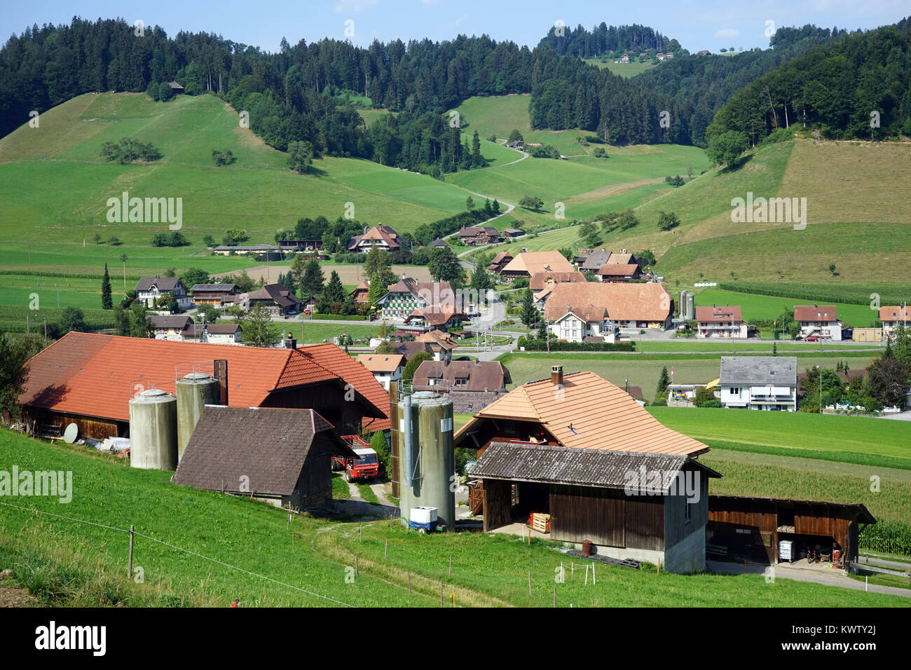 Swiss village in rural area of Switzerland Stock Photo - Alamy
