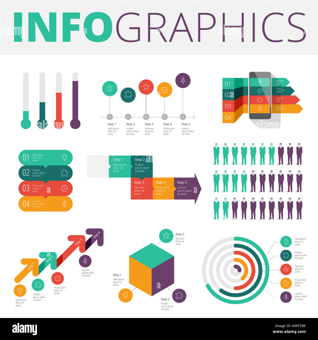Infographics design elements collection for business, technology and social Stock Photo - Alamy
