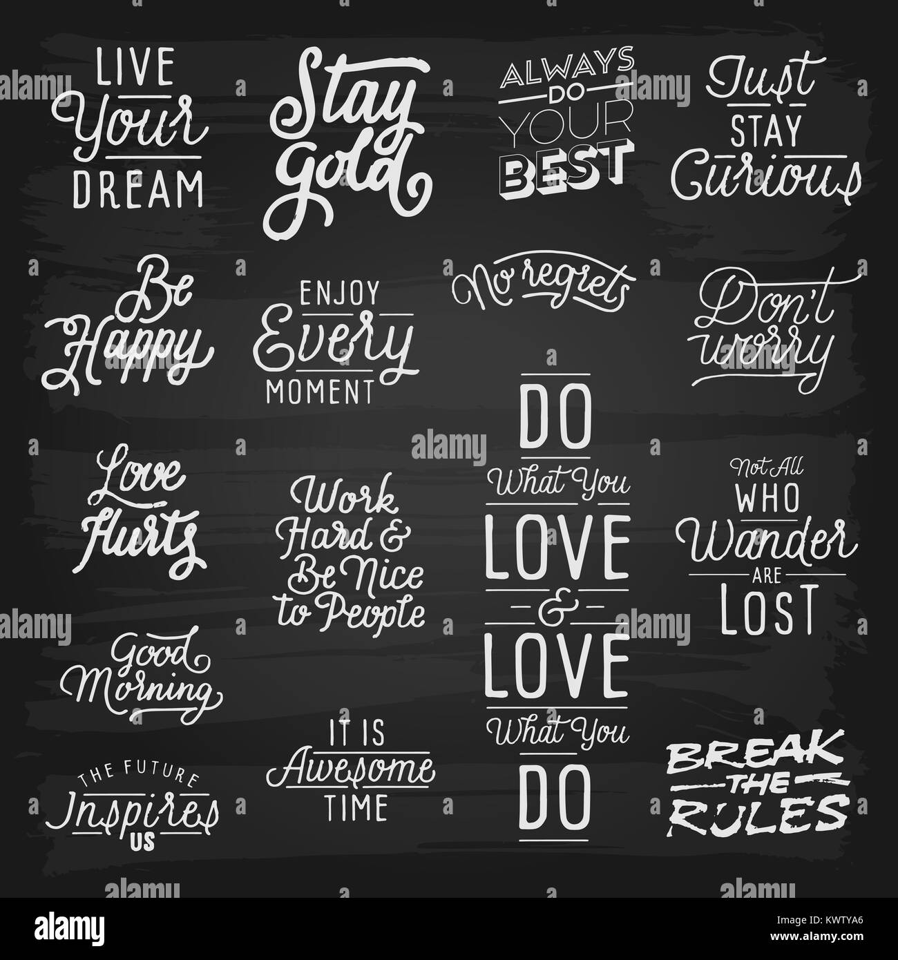 Hand drawn lettering slogans Stock Photo - Alamy