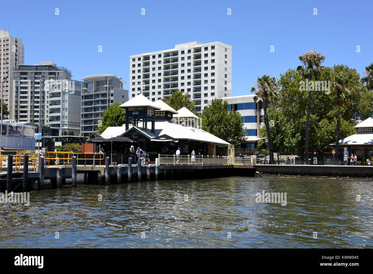 South Perth waterfront as viewed from the water Stock Photo - Alamy