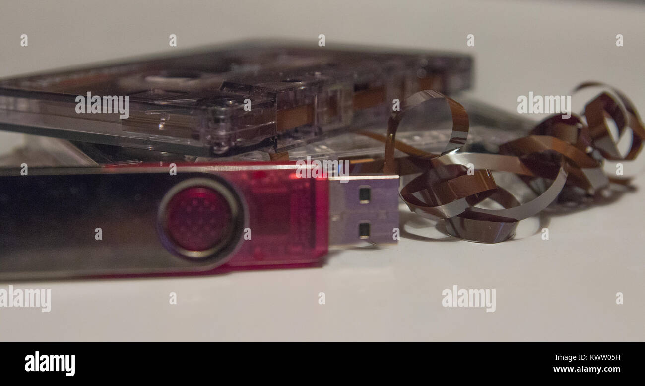 flash disk and audio cassette Stock Photo - Alamy