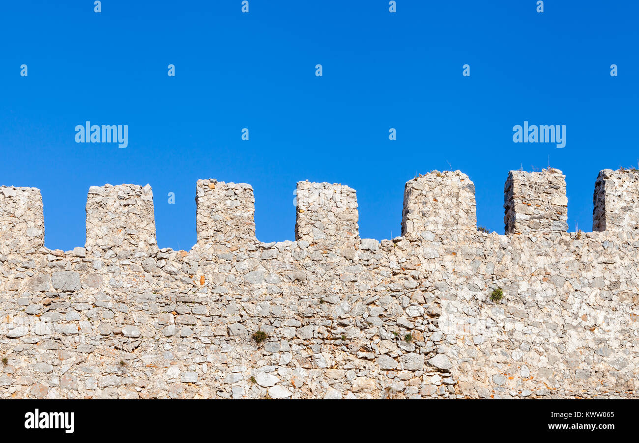 Castle Ramparts. The ramparts of Alanya Castle in southern Turkey. The ...