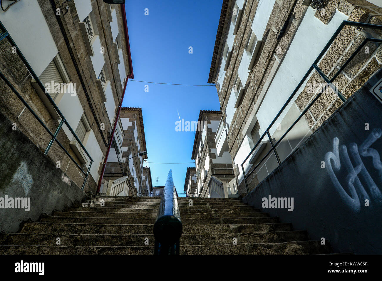 Narrow alley and stairs in the old town of crest hi-res stock ...