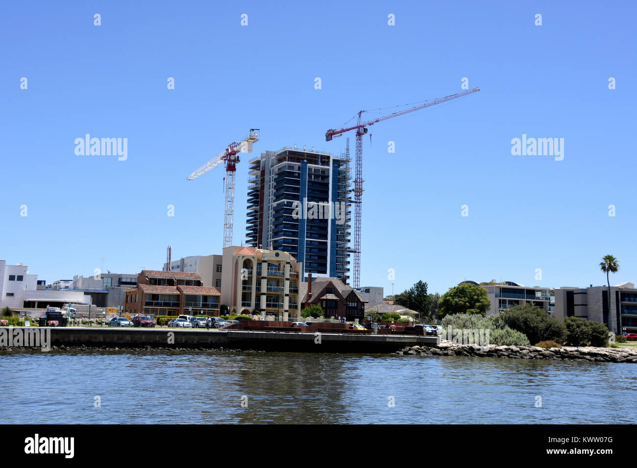 South Perth water front as seen from the water Stock Photo - Alamy