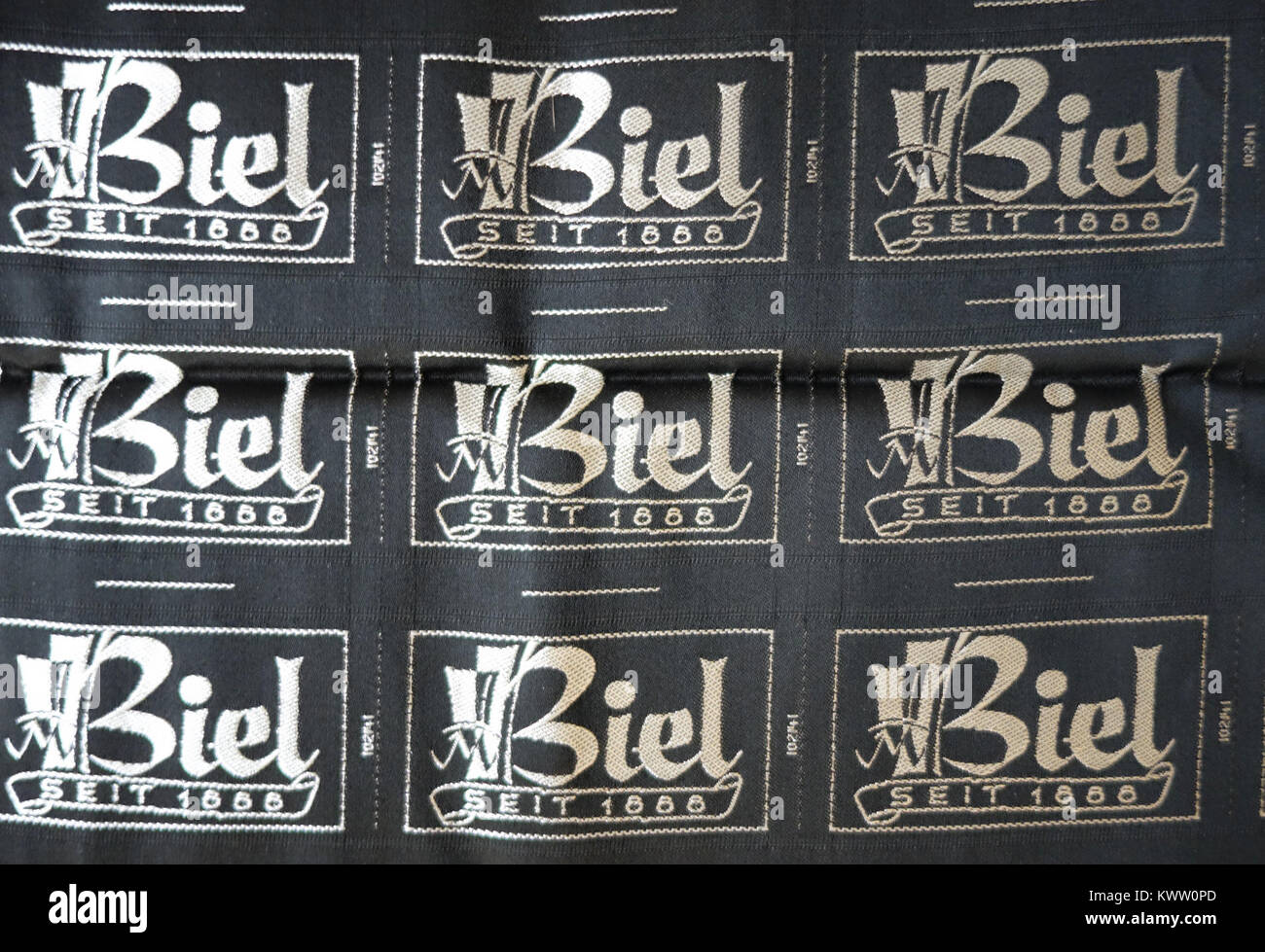 A photograph of fur labels from Biel Pelze, showcasing the branding ...