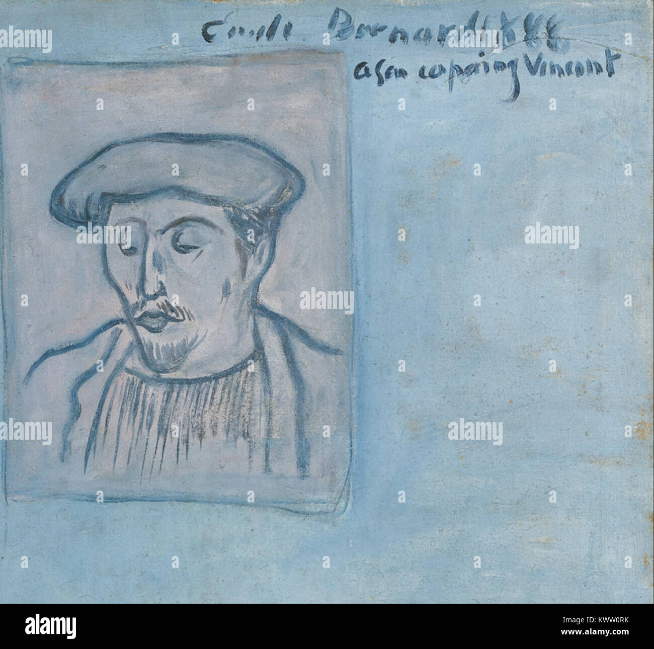 In 1888, Émile Bernard painted a self-portrait featuring a portrait of ...