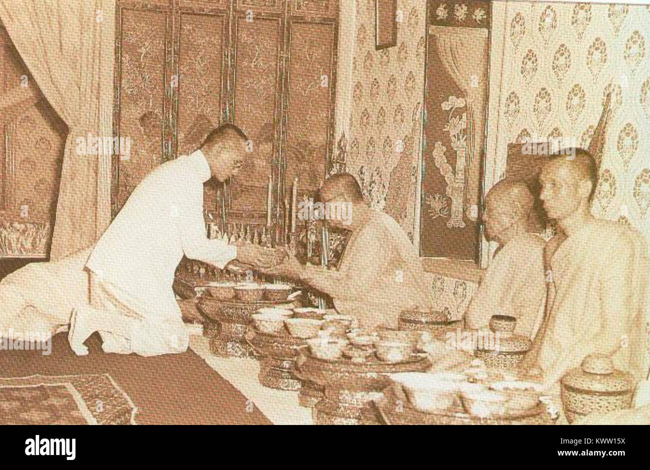 King Bhumibol Adulyadej of Thailand entered a 15-day monkhood as part ...