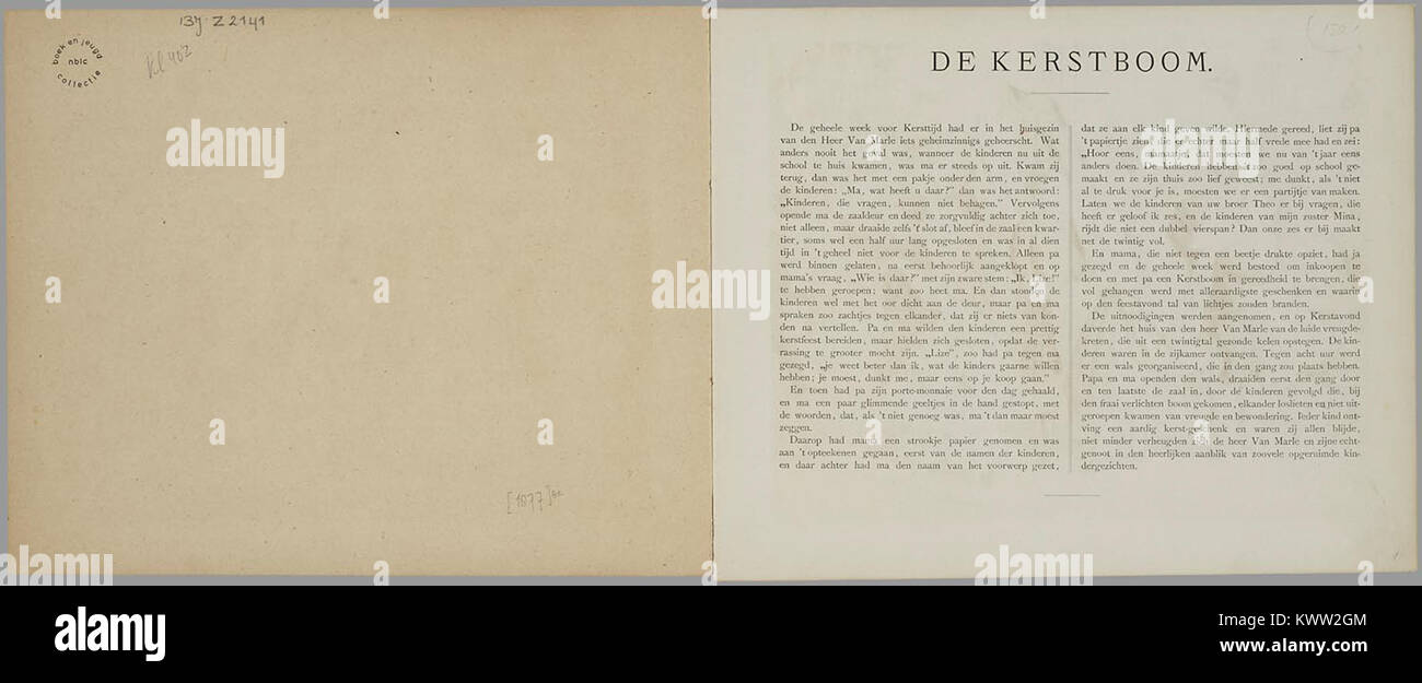 A book titled De kerstboom en andere verhalen (The Christmas Tree and ...