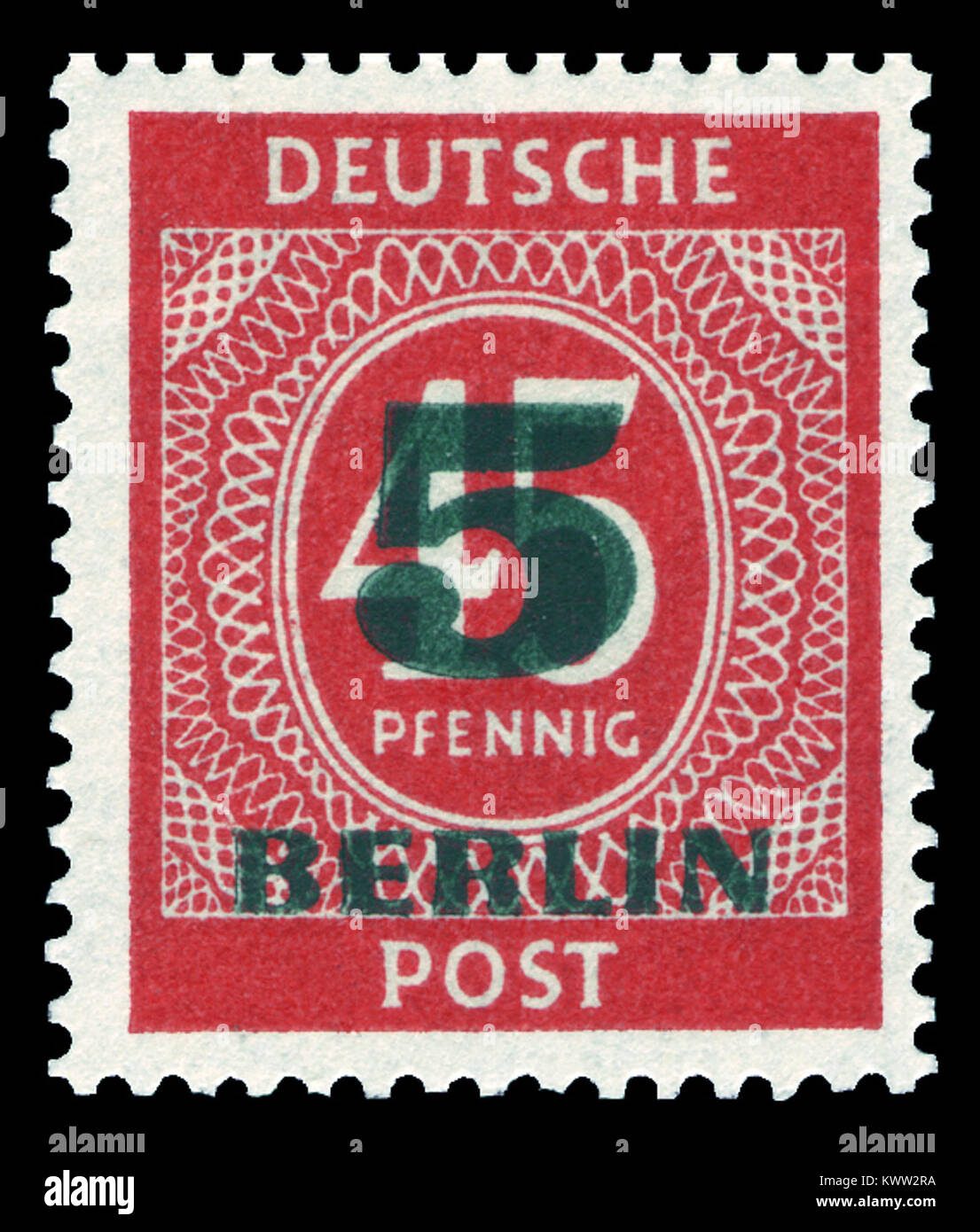 The entry refers to a 1949 green overprint definitive stamp (Freimarke ...