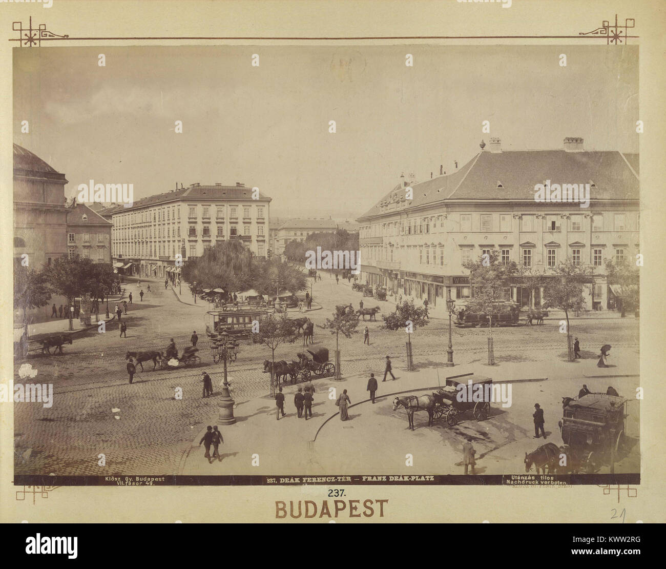 Photograph of Deák Ferenc Square in Budapest, taken between 1892 and ...