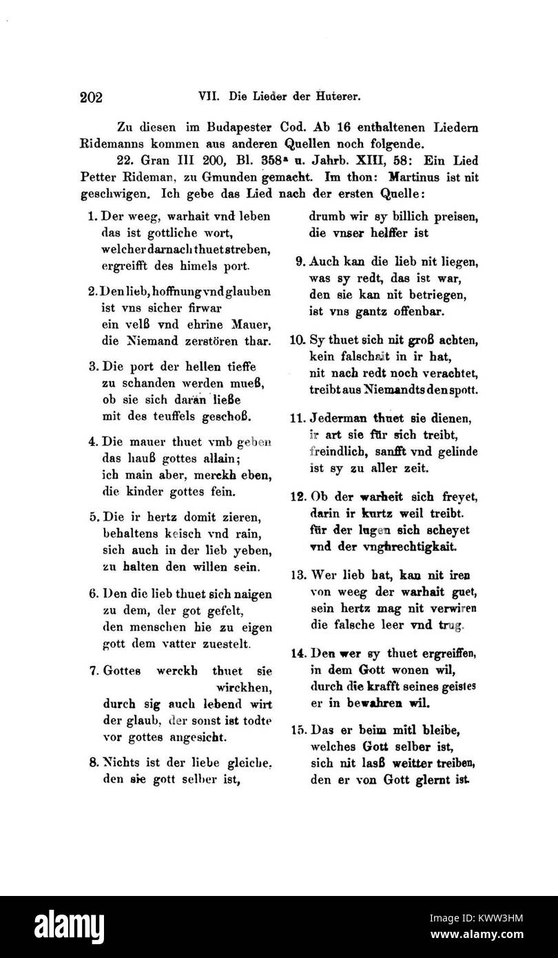 Book titled 'Die Lieder der Wiedertäufer' analyzing hymns and songs of ...