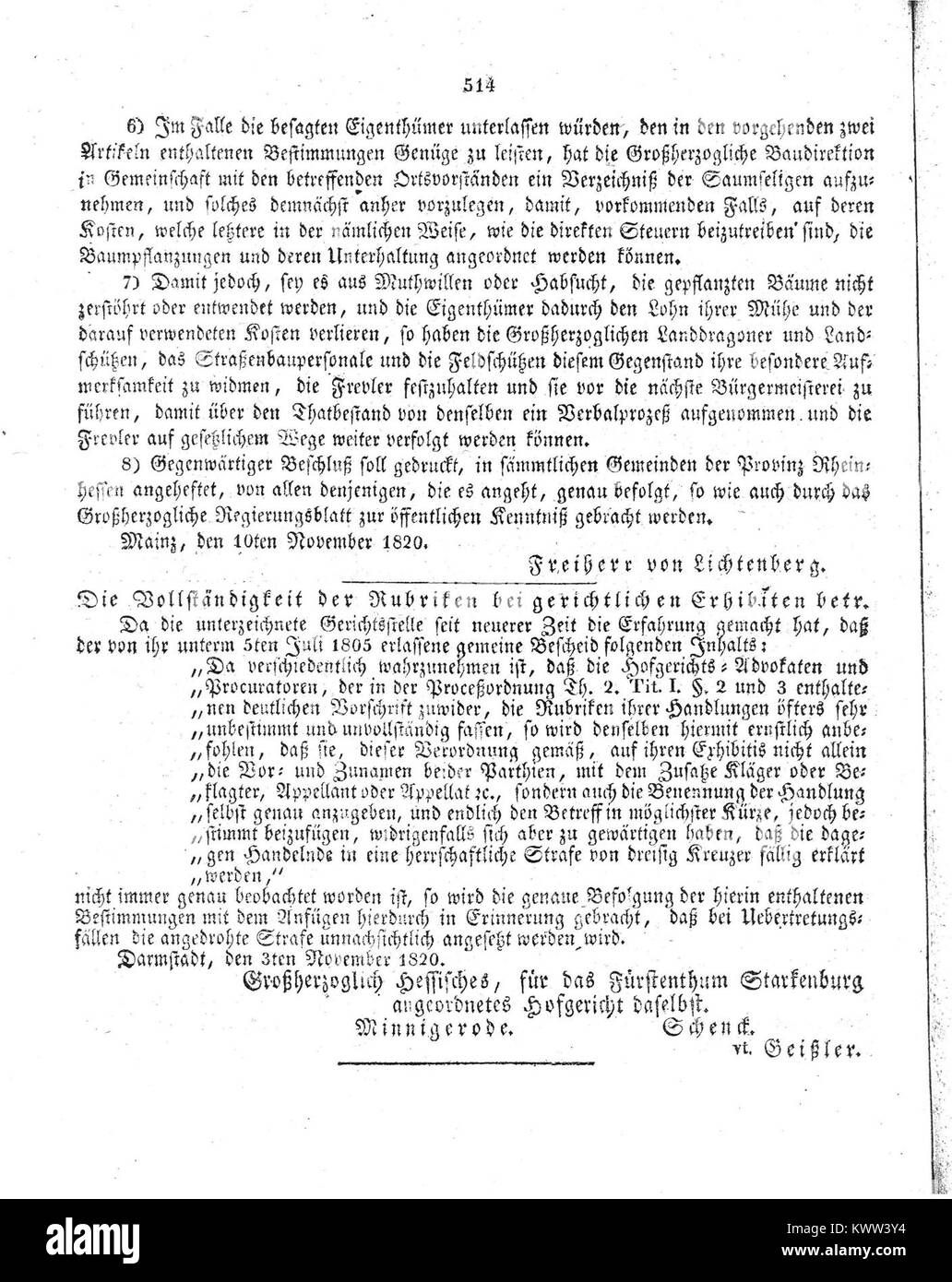 A page from the 1820 edition of the Grand Ducal Hessian Government ...