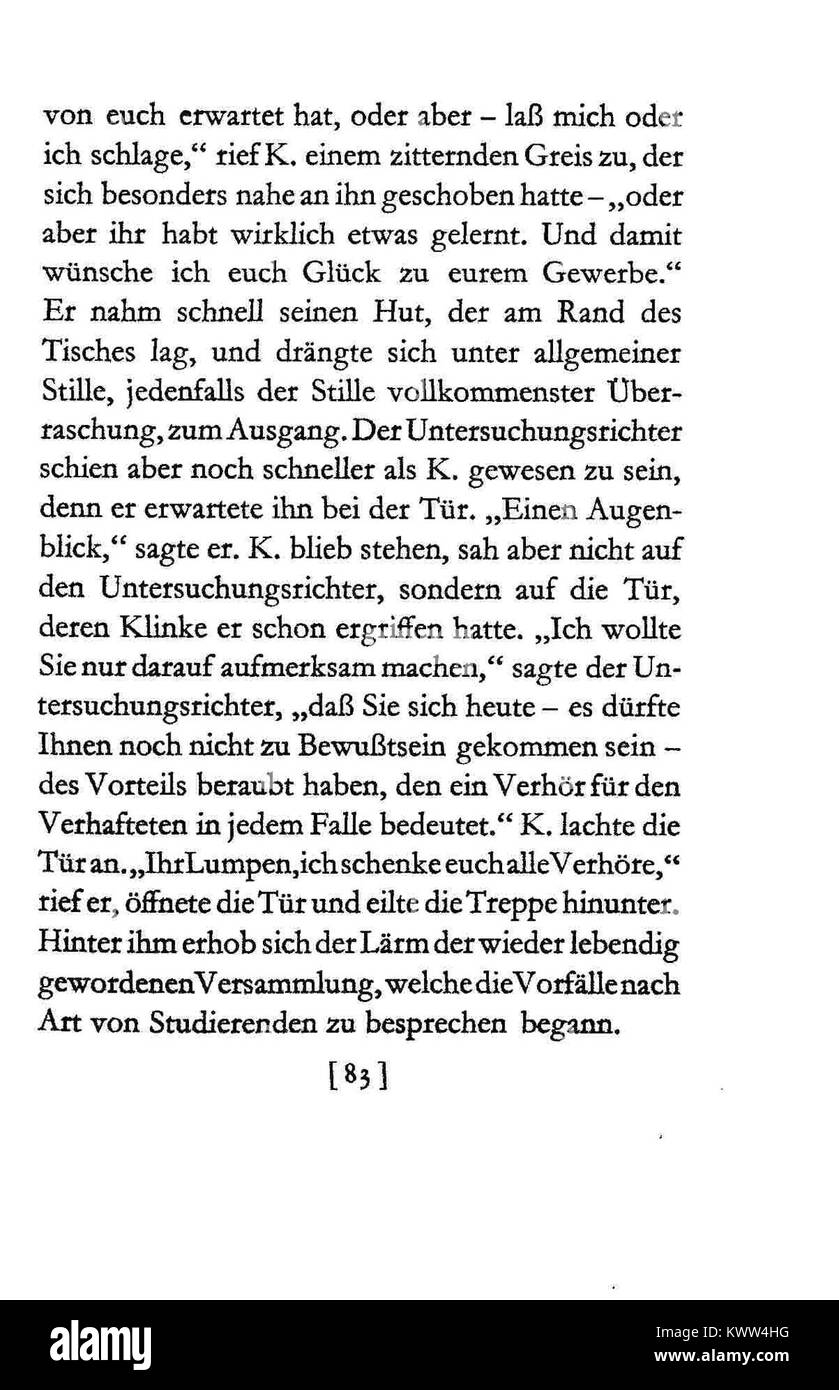 Illustration from Franz Kafka’s Der Prozeß (The Trial), showing Josef K ...