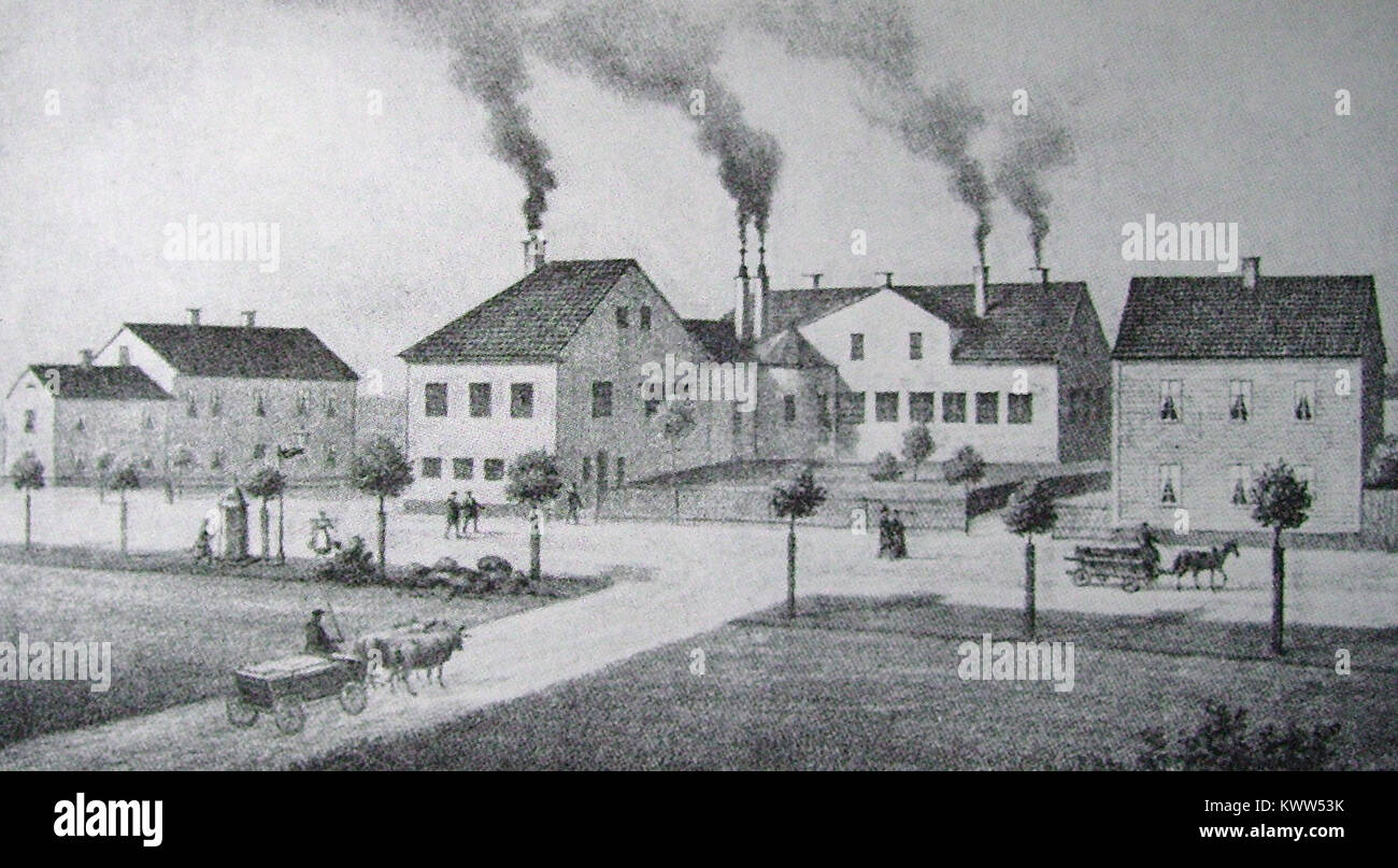 A photograph of the Bergska Filfabriken in the 1860s, depicting the ...