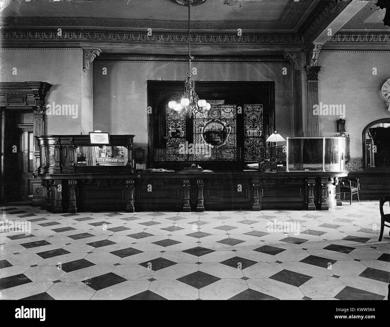 Reception counter in the Windsor Hotel, Montreal, QC, about 1890 Stock ...