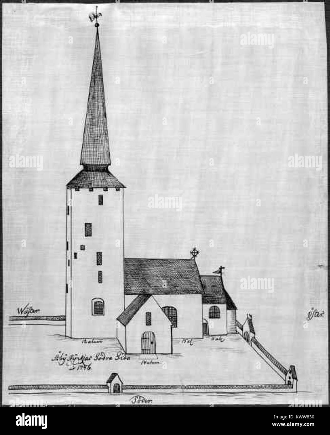 The image shows ‘By kyrka,’ a church located in Sweden, known for its ...