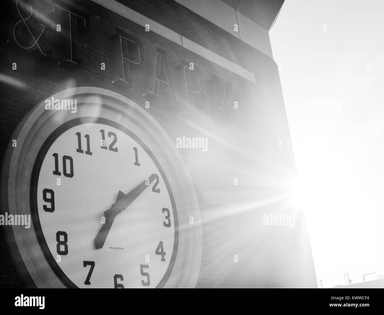Clock at the baseball field Stock Photo - Alamy