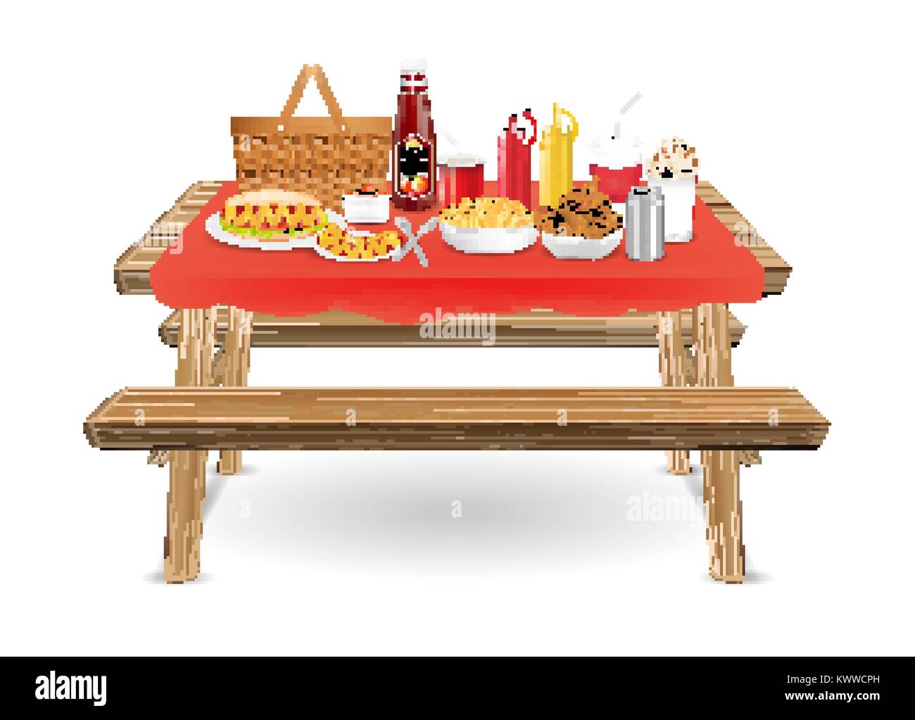 White picnic table Stock Vector Images - Alamy