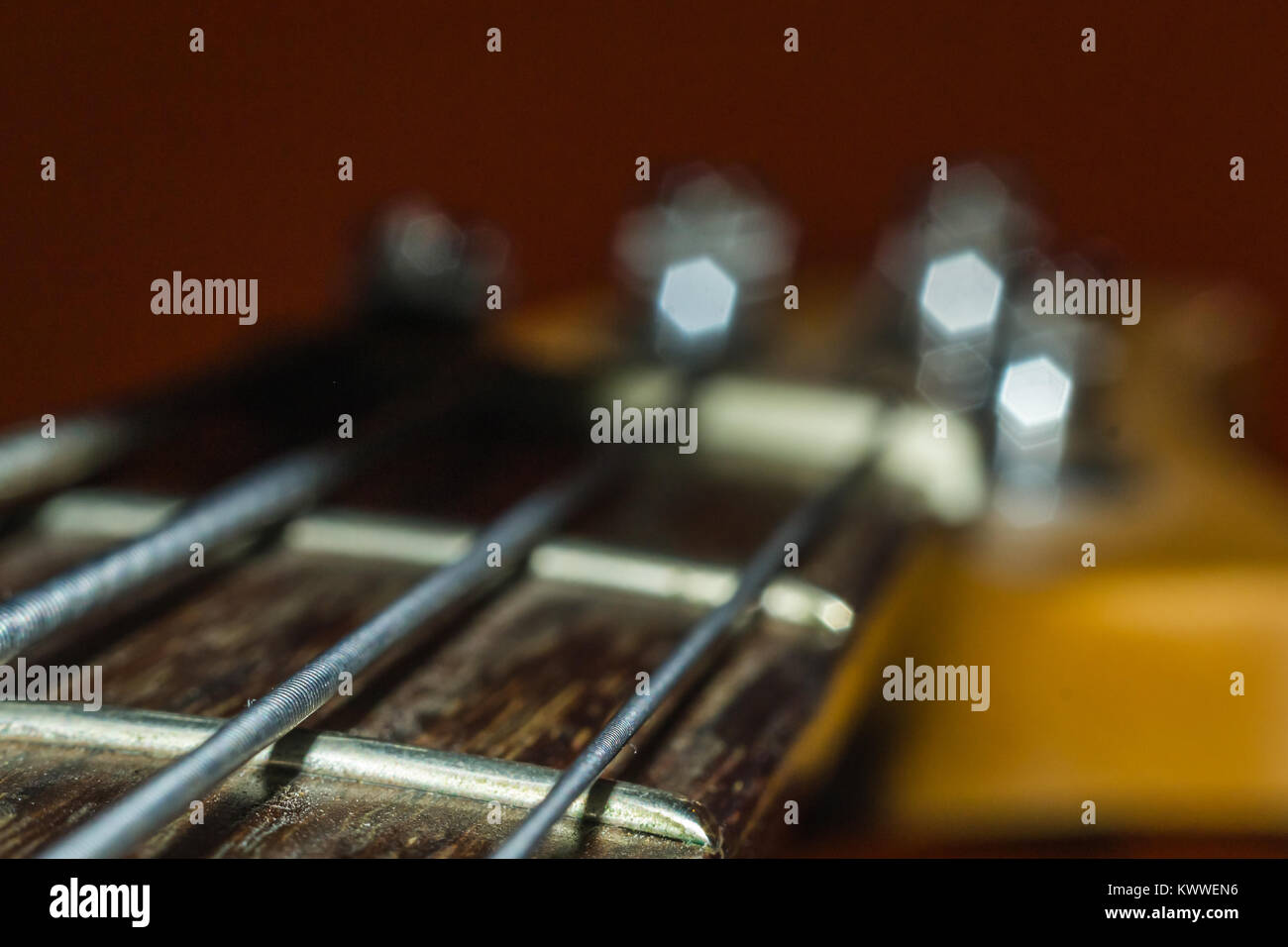 guitar strings close-up electric bass guitar musical instrument Stock ...