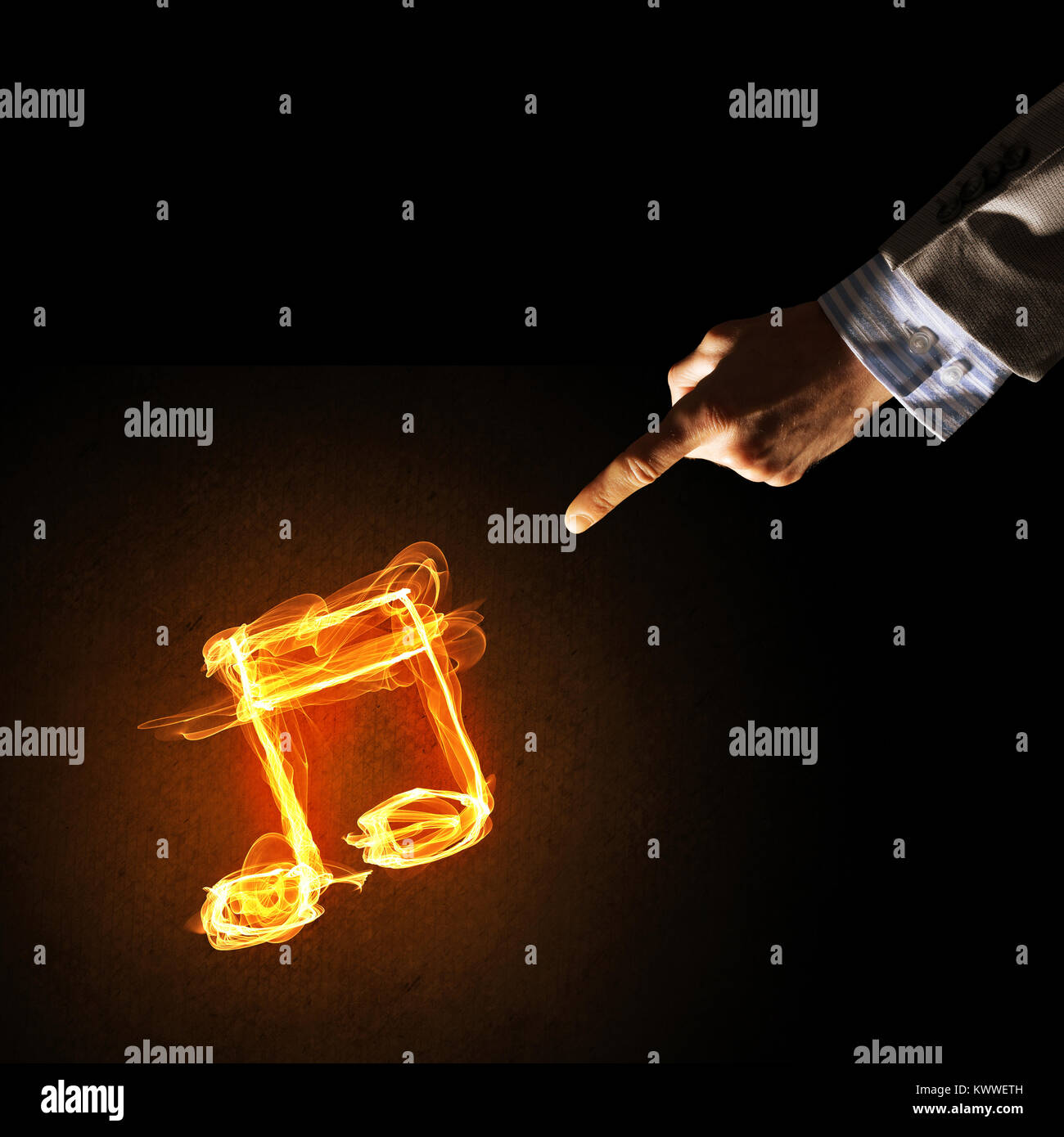 Music concept presented by fire burning icon Stock Photo - Alamy
