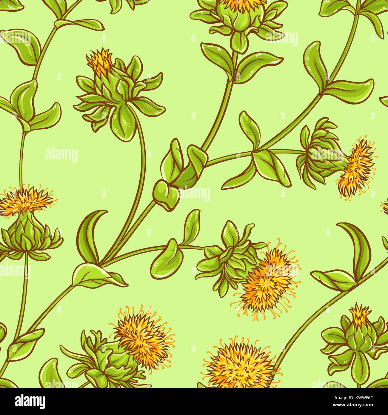 safflower vector seamless pattern on color background Stock Vector ...