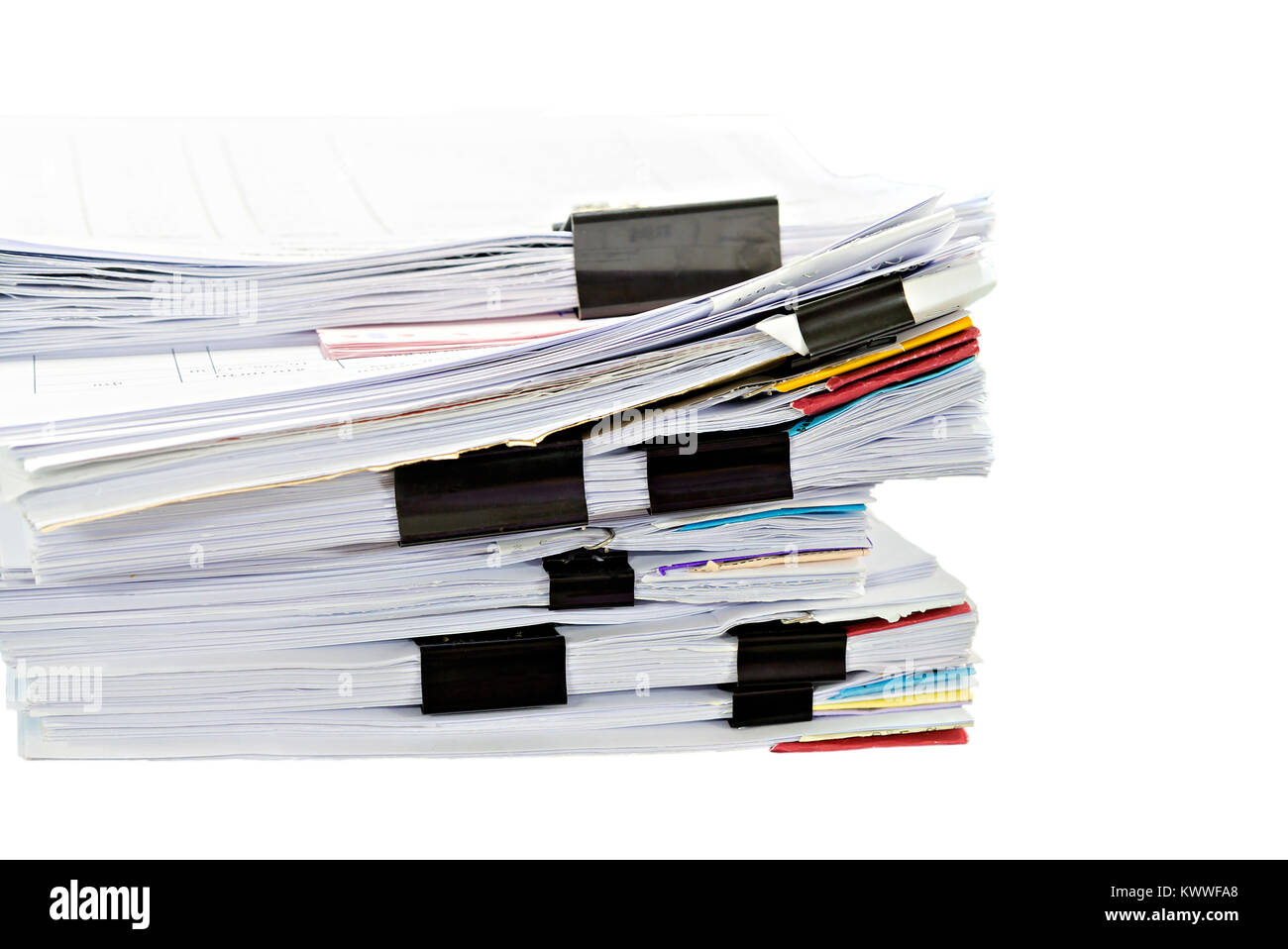 Close up of business documents stack on white background Stock Photo ...