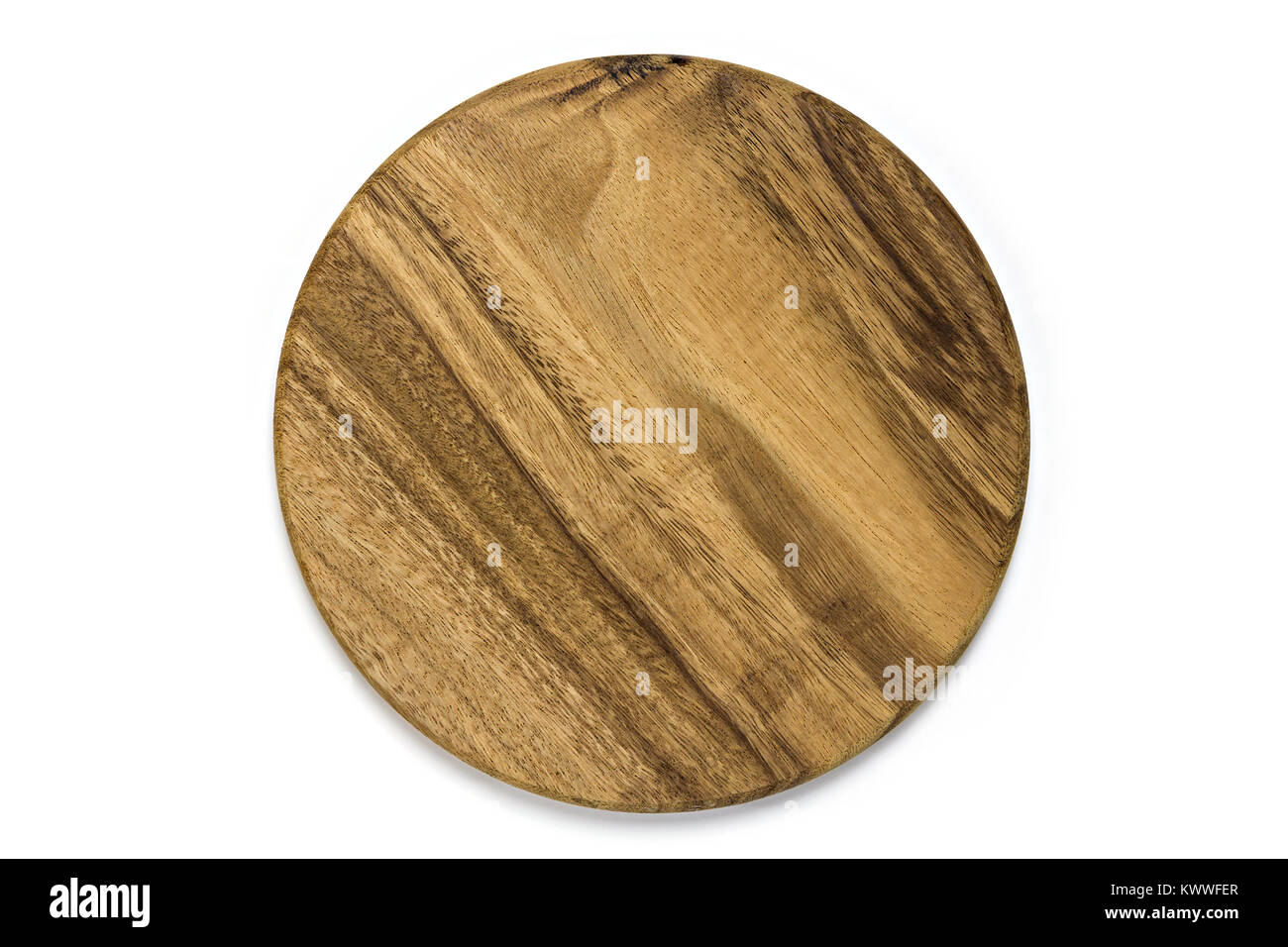 Round chopping board isolated on white background Stock Photo - Alamy
