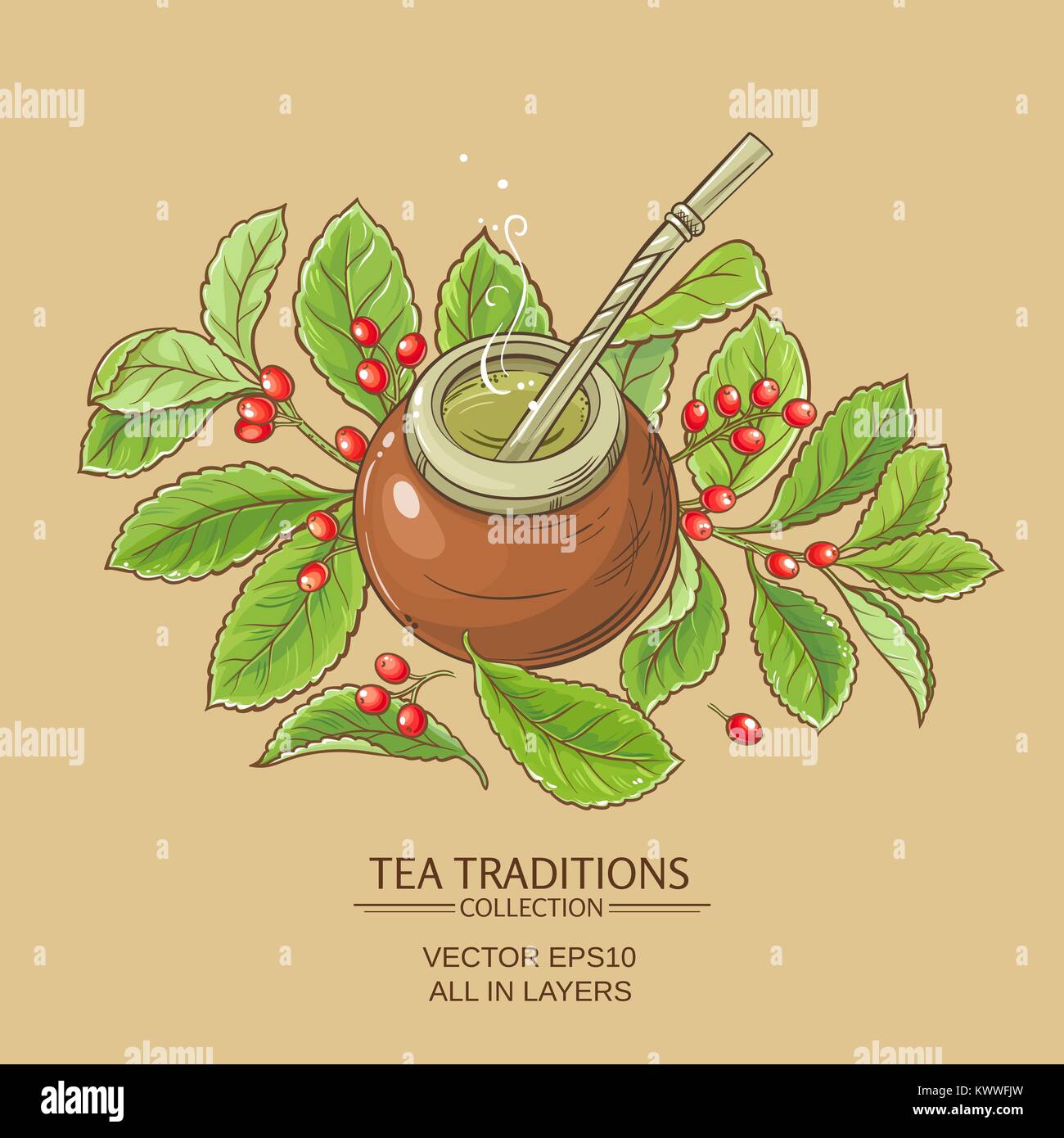 mate tea in calabash on color background Stock Vector Image & Art - Alamy