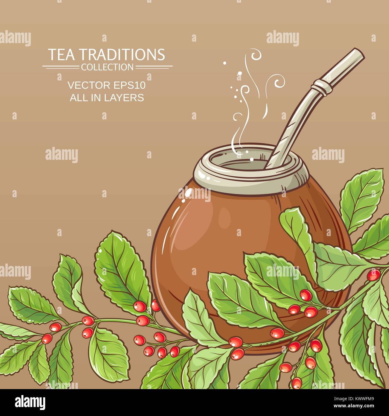 mate tea in calabash on color background Stock Vector Image & Art - Alamy