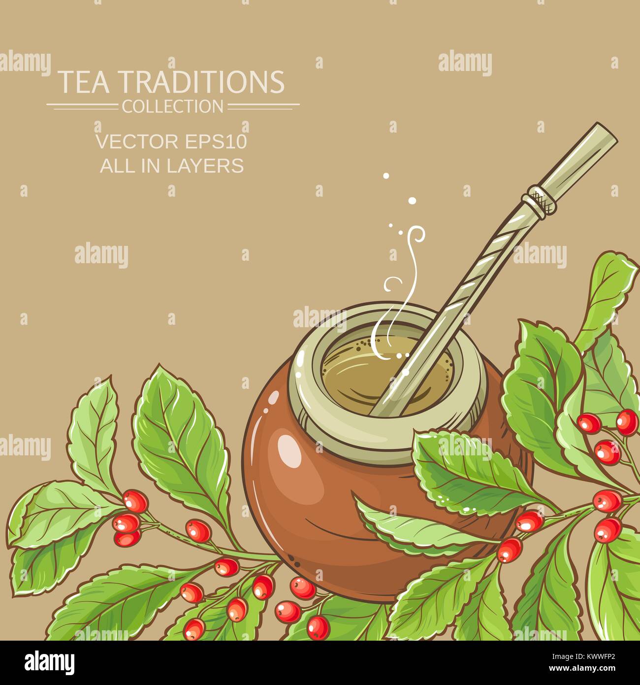 mate tea in calabash on color background Stock Vector Image & Art - Alamy