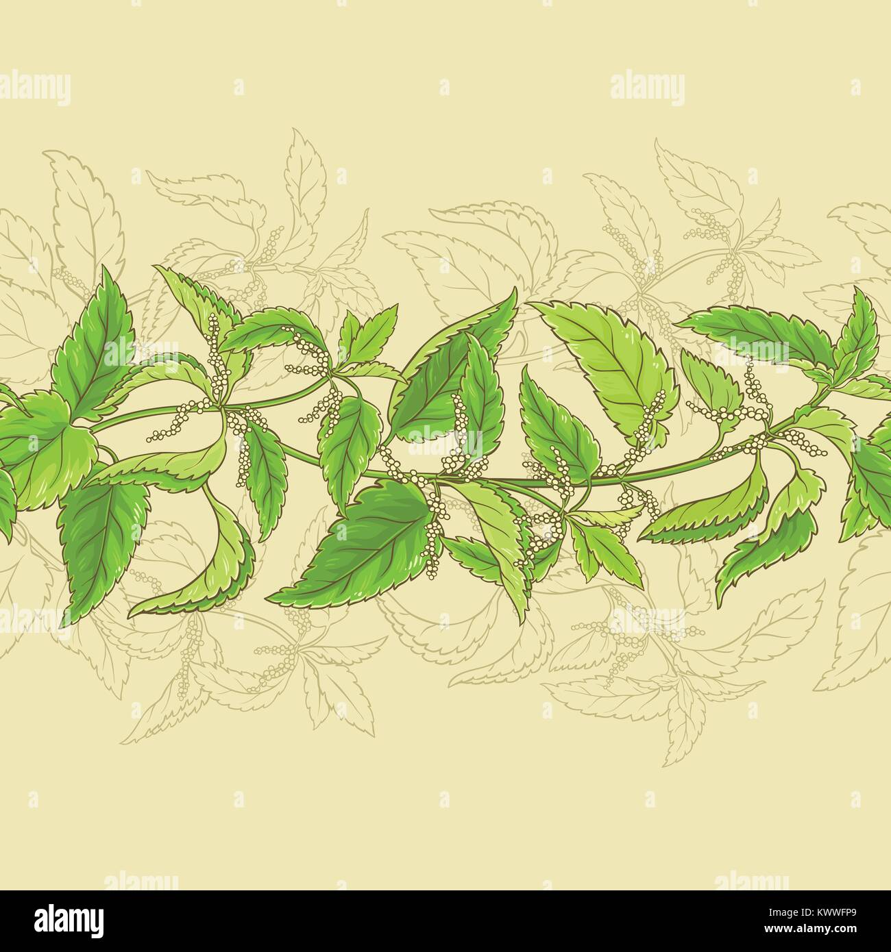 nettle vector horizontal seamless pattern on color background Stock ...
