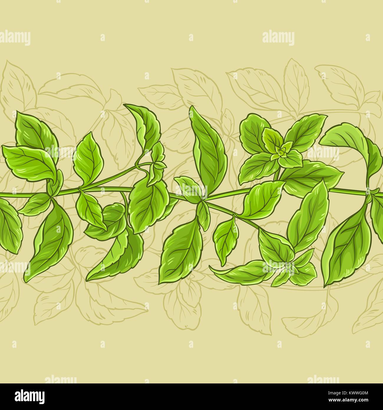 basil leaves vector pattern on color background Stock Vector Image ...