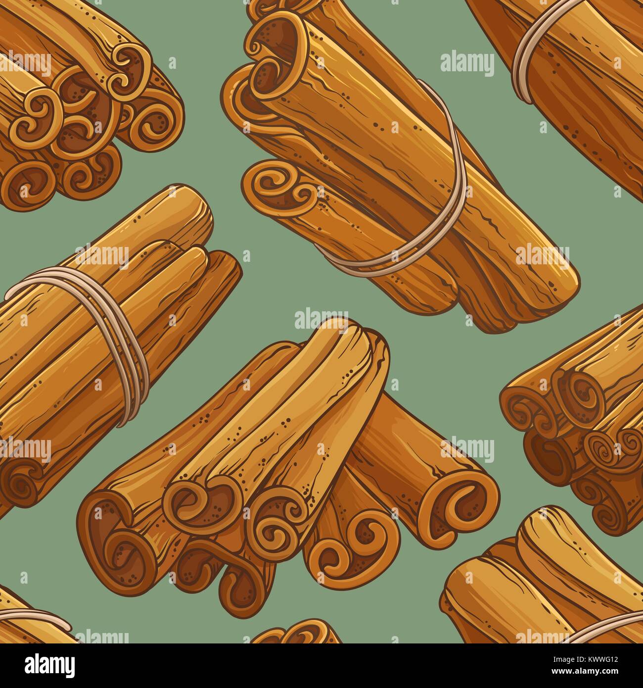 cinnamon sticks vector pattern on color background Stock Vector Image ...