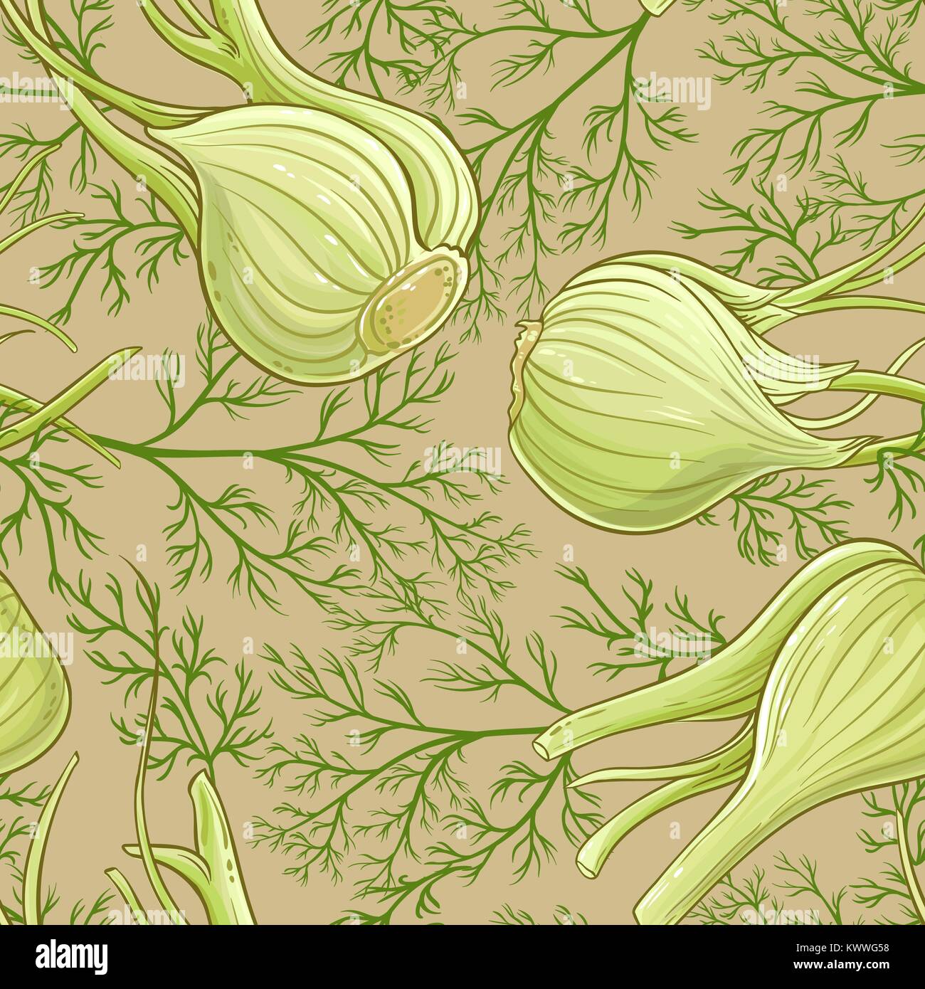 fennel plant vector pattern on color background Stock Vector Image ...