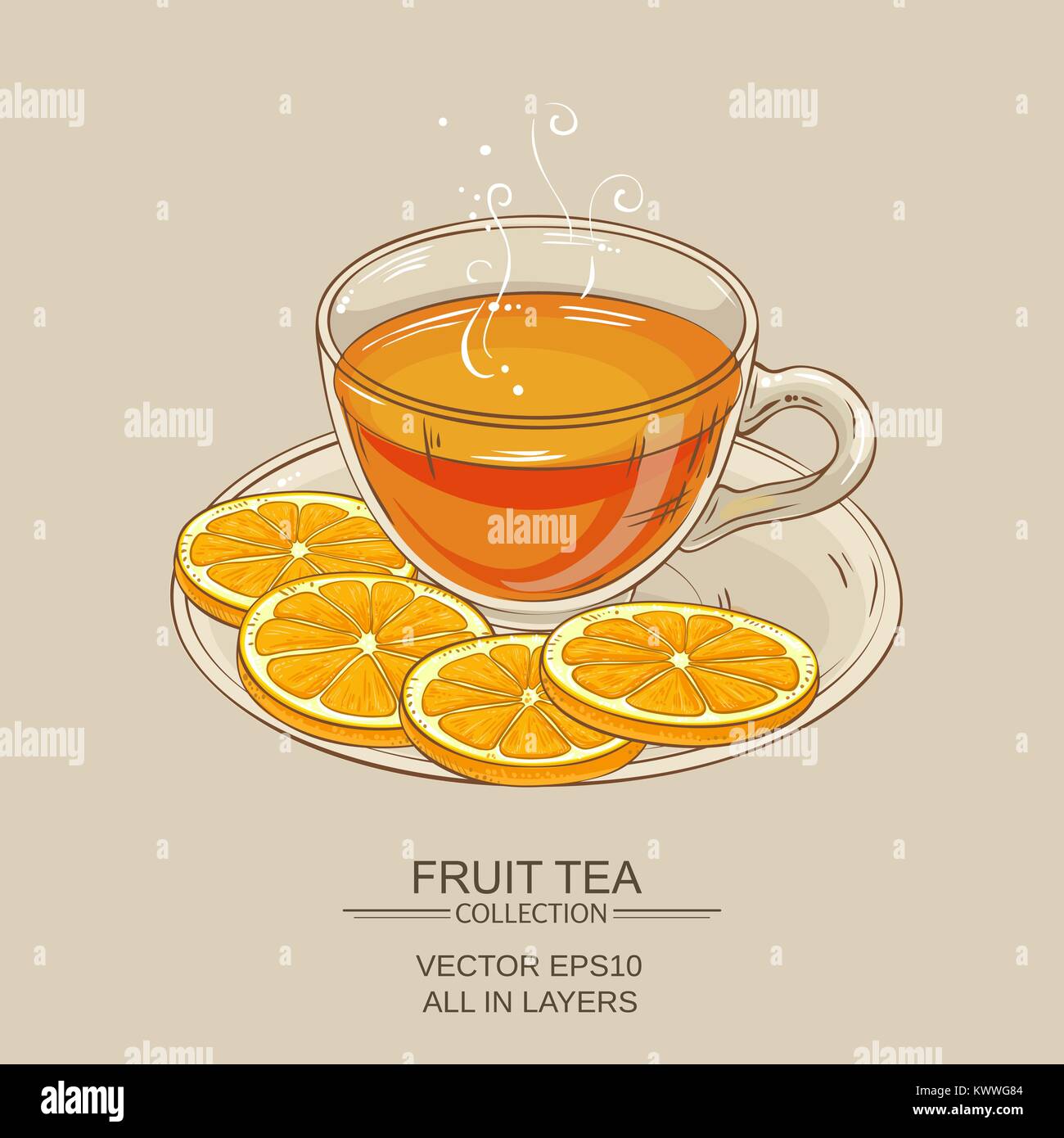 cup of orange tea on color background Stock Vector Image & Art - Alamy
