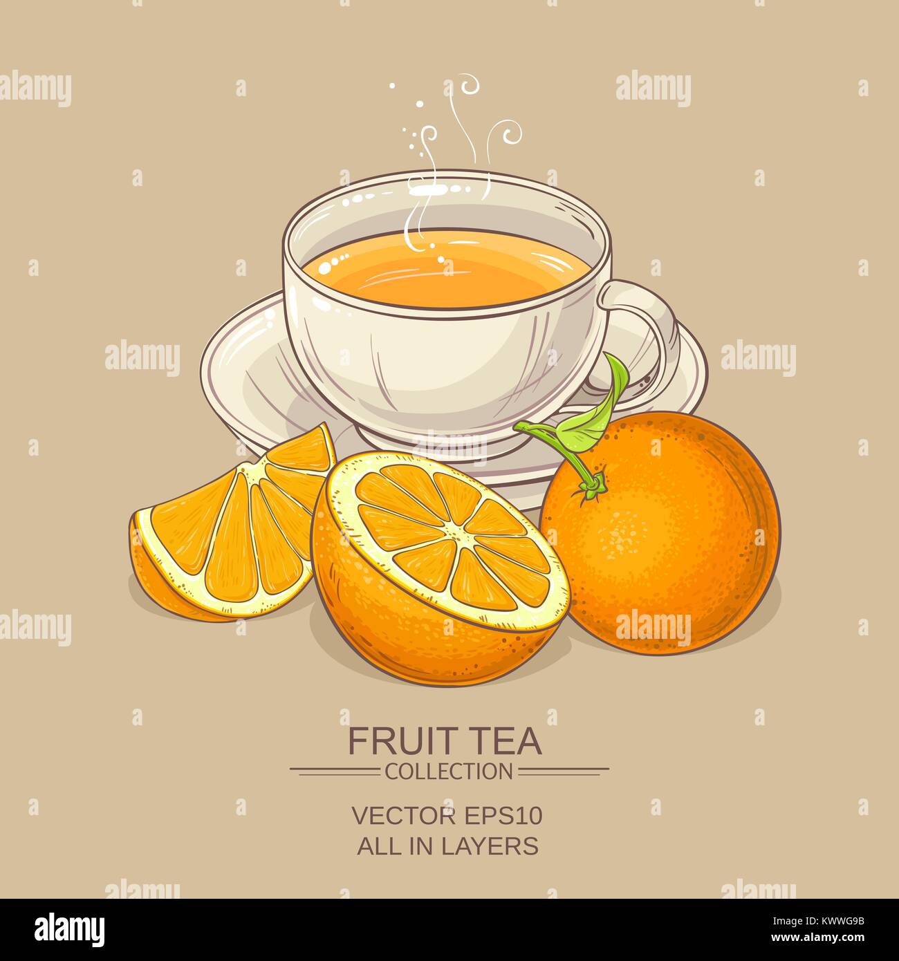 cup of orange tea on color background Stock Vector Image & Art - Alamy
