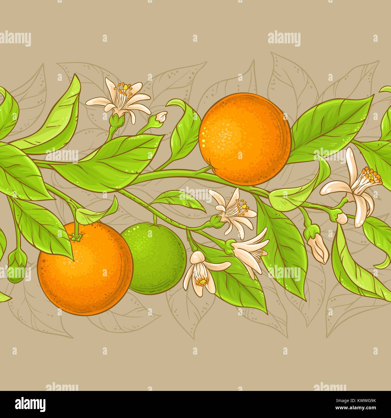 orange branches vector pattern on color background Stock Vector Image ...